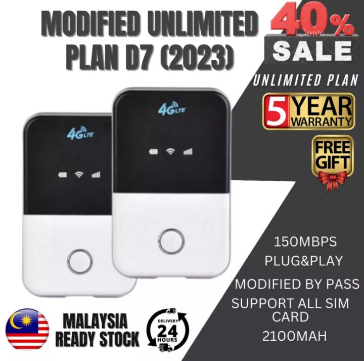 Ready StockModified Unlimited D7+ 4G pocket WiFi router Portable Wifi ...
