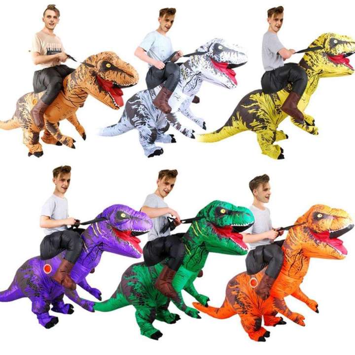 New T-REX Riding Dinosaur Costume for Adults Halloween Kids Inflatable ...