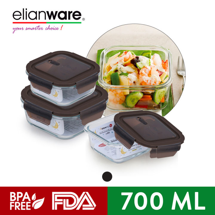 Elianware Square Airtight Borosilicate Glasslock Keeper Multipurpose ...