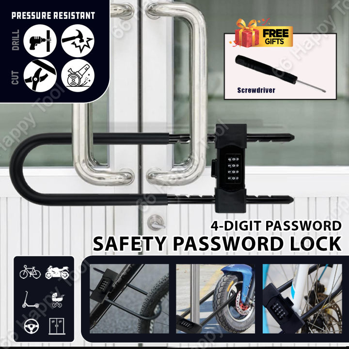 Fork Lock Password Heavy Duty Security Door Chain Lock Motorcycle ...