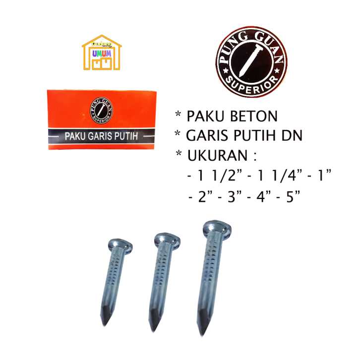 Paku Beton DN Paku Tembok Putih 1 1/2" - 1 1/4" - 1" - 2" - 3" - 4" - 5" | Lazada Indonesia