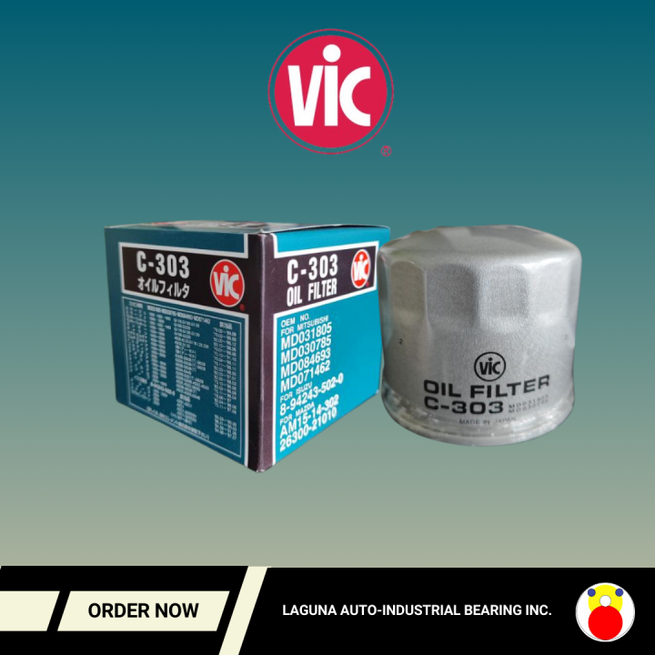 VIC Oil Filter C-303 Mitsubishi Mirage, Lancer, L300 Gas, Pajero Gas ...