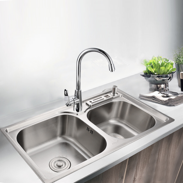 Kitchen 304 Stainless Steel Thickened Sink Double Slot Kitchen ...