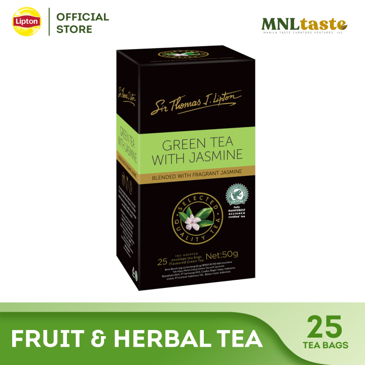 Sir Thomas J. Lipton Green Tea with Jasmine 25 Individually Packed Tea ...