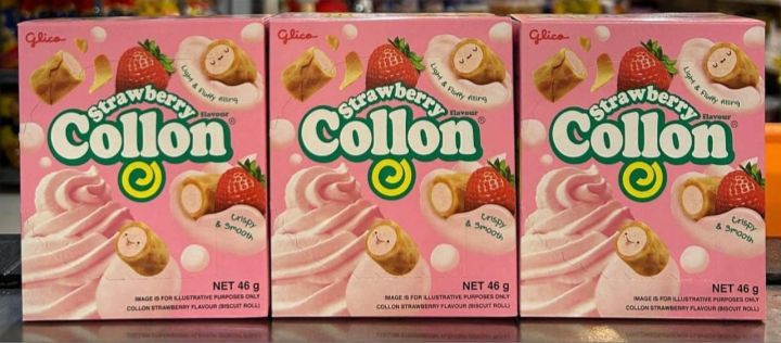 Glico Strawberry Collon Crispy and Smooth (Collon Strawberry Flavor ...