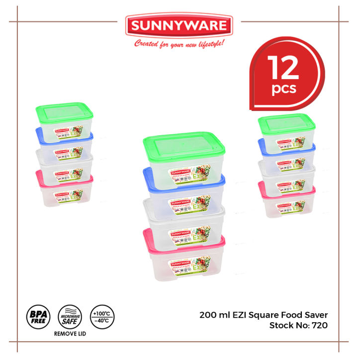 12pcs 200 ml EZI Food Saver Keeper Storage Container | Sunnyware 720 ...