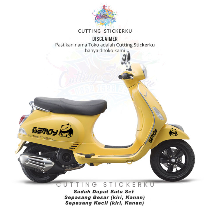 Cutting Stiker Panda Gemoy Set Variasi Sticker Lucu Bodi Motor Helm ...