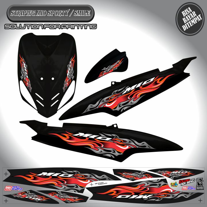STRIPING VARIASI STICKER YAMAHA MIO SPORTY / MIO SMILE MOTIF API KEREN ...