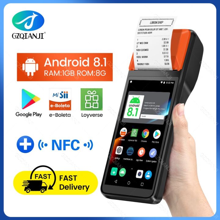 Android 8.1 PDA POS Terminal Handheld Billing Receipt Printer 58mm Bluetooth Thermal Receipt ...