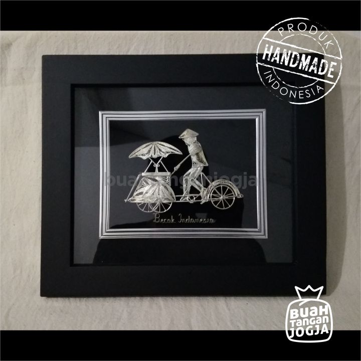 Miniatur Becak Lapis Perak - Kerajinan Khas Kotagede Jogja 28,5x24 cm | Lazada Indonesia