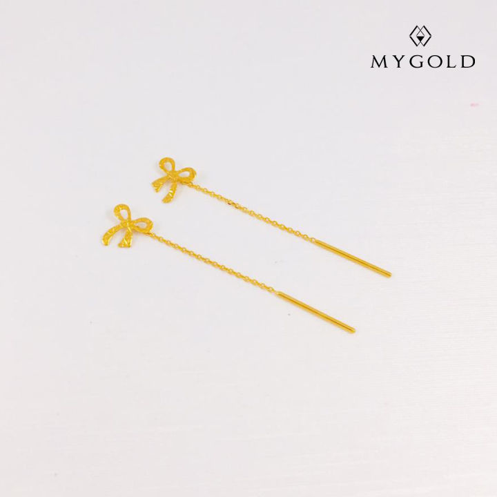Pawnable & Authentic 18K Chinese Gold Ribbon Stringer Earrings by ...