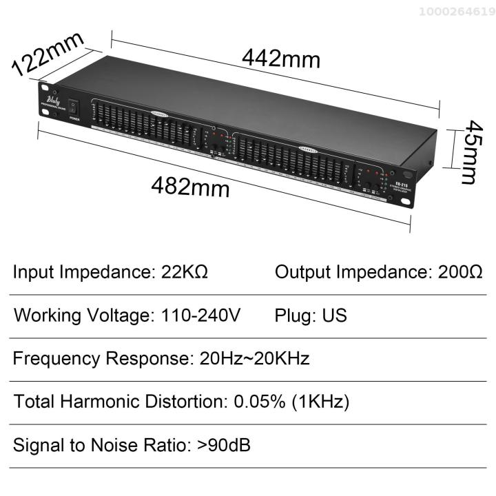 Btuty EQ-215 Dual Channel 15-Band Equalizer 1U Rack Mount 2-channel Stereo Graphic Equalizer ...