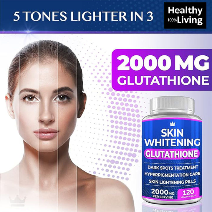 Original USA Glutathione Skin Whitening Pills - 120 Capsules, 2000mg ...