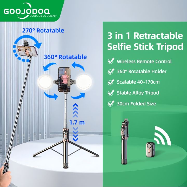 GOOJODOQ Selfie Stick Tripod Bluetooth 1.7 Meter Stainless Steel ...