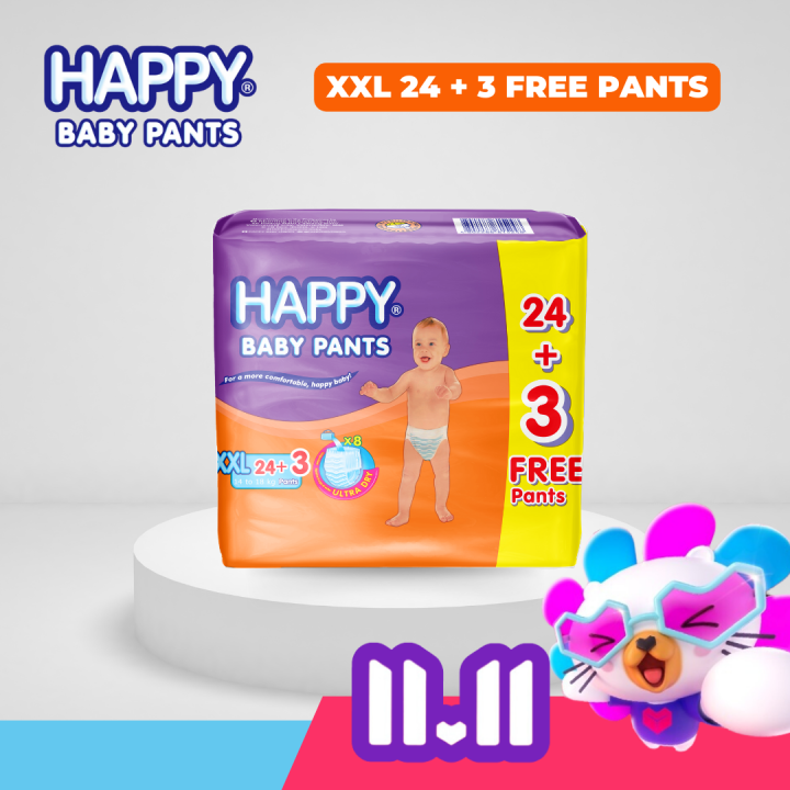 HAPPY Baby Pants Diapers XXL 24 + 3 pants | Lazada PH