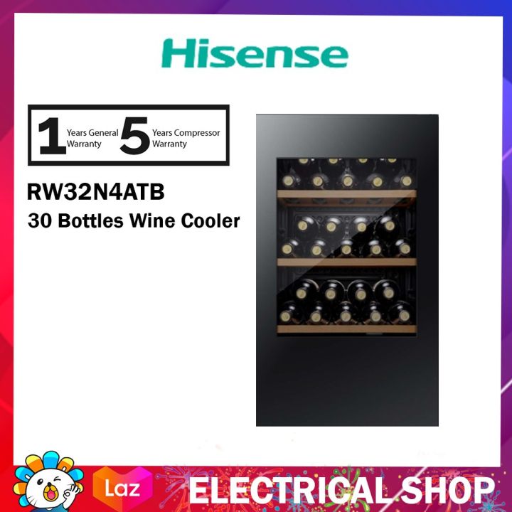 Hisense RW32N4ATB Wine Cooler 30 Bottles LED Lighting Wine Cellar ...