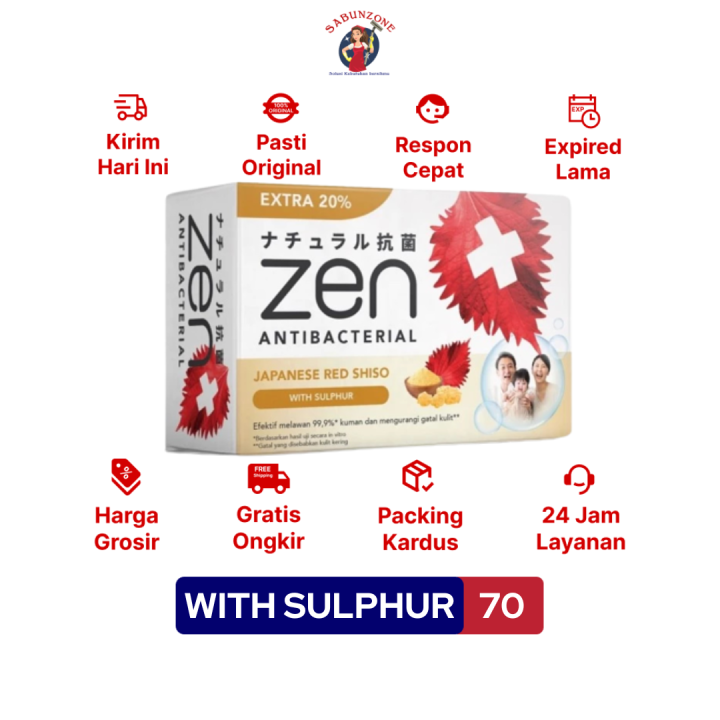 Sabun Mandi Batang Zen Antibacterial Red Shiso With Sulphur 70 gr ...