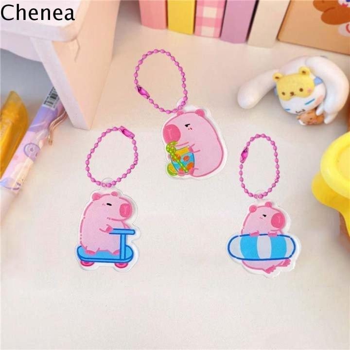 CHENEA Acrylic Móc khóa Acrylic màu hồng capybara Capybara Sáng Tạo Túi ...