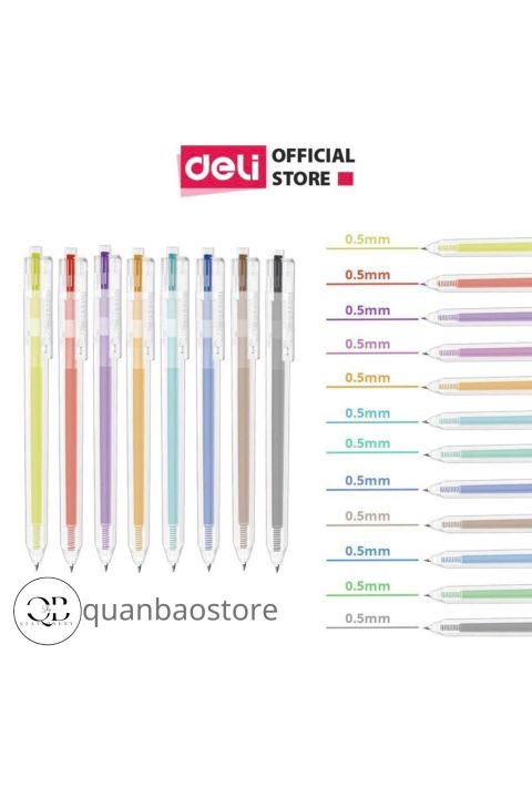 Bút gel bấm nhiều màu Deli G118, thiết kế đơn giản, gọn nhẹ, nét bút 0 ...
