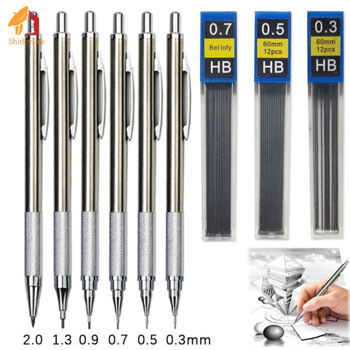 Metal Mechanical Pencil Set Art Drawing Automatic Pencil with Leads ...