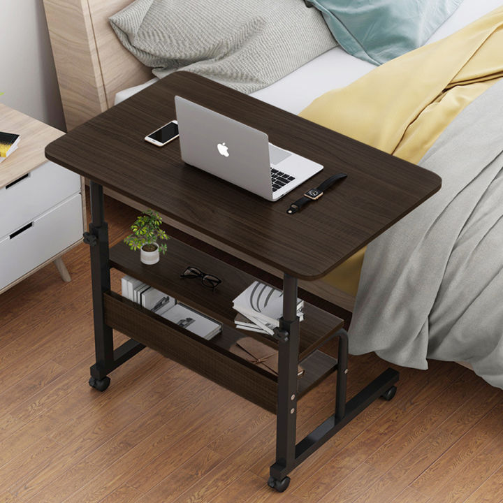 Adjustable 2 layers 80x40cm Liftable Laptop Bed Desk Multifunction storage and wheels Foldable Multifunction dining table Durable Wooden Storage Desk Portable Desk With Wheels Lazada Lazada PH