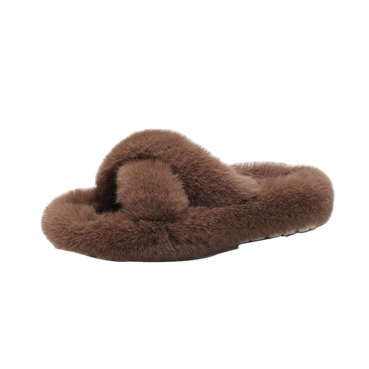 Yisiq rabbit hair slippers women wear Mao Mao slippers in autumn and ...