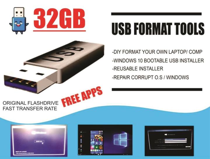 32GB Bootable USB Installer W10 PRO 64B LIFETIME ACTIVATION & MSOFFICE ...