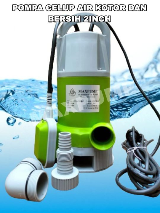 MAXPUMP Q750B261 Kolam Ikan Aquarium Pompa Celup Air Kotor & Bersih ...