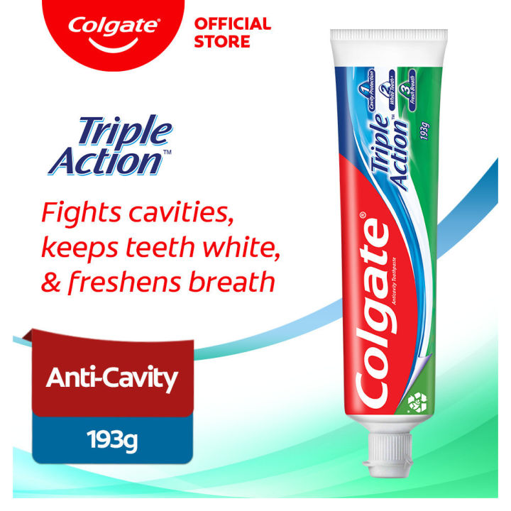 Colgate Triple Action Anti-Cavity Family Toothpaste Original Mint 193g ...