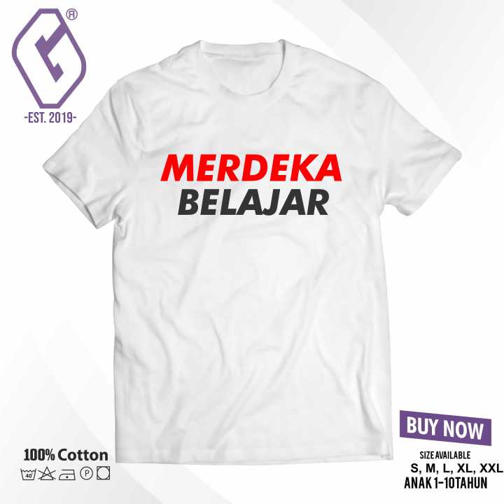 kaos distro belajar merdeka / baju belajar merdeka indonesia | Lazada ...