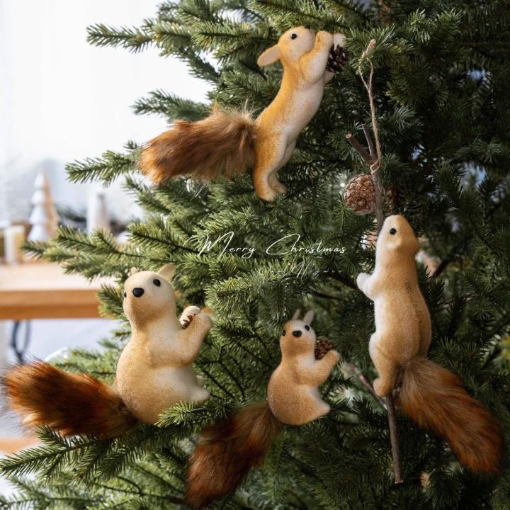Cute Artificial Squirrel Pendant Christmas Tree Hangings Ornaments ...