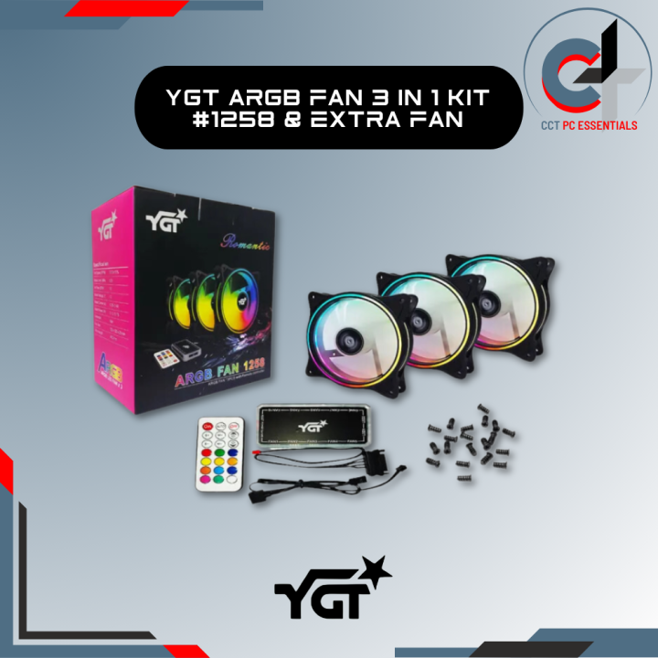 YGT ARGB Fan 3 IN 1 KIT #1258 | with Remote | RGB Fusion | MSI Mystic ...