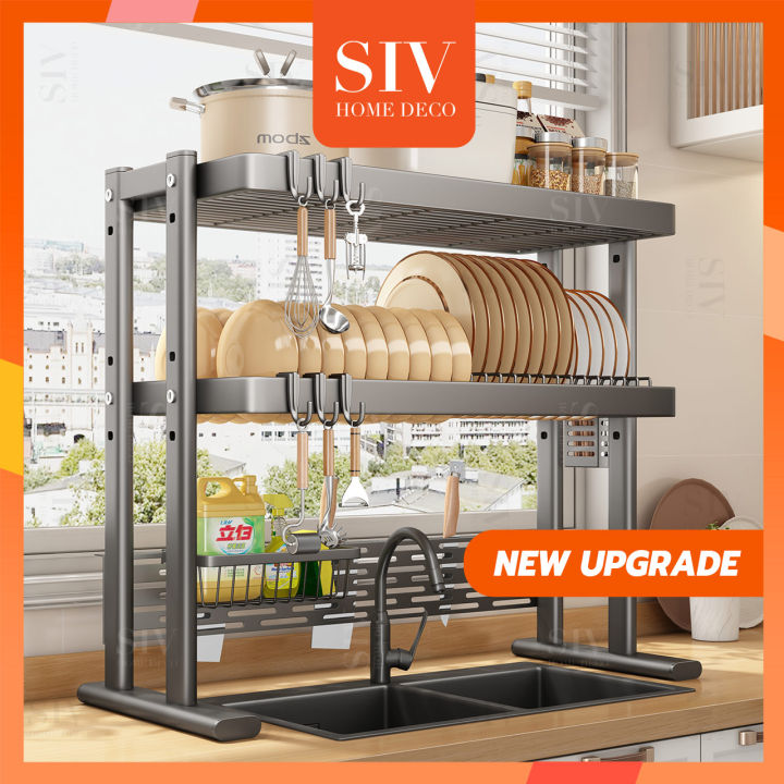 SIV Over The Sink Dish Kitchen Dish Drying Rack Adjustable Space Saver ...