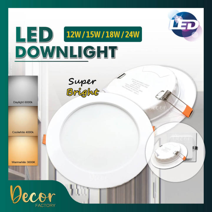 LED Downlight Premium 12W 15W 18W 24W Round Square Lampu Downlight ...