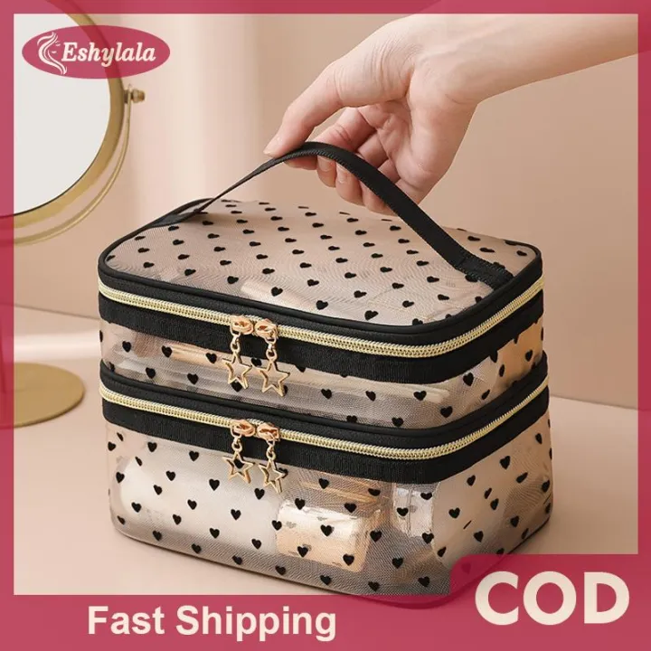Eshylala กระเป๋าเครื่องสำอางผ้าตาข่ายความจุขนาดใหญ่กระเป๋าเครื่องสำอาง ...