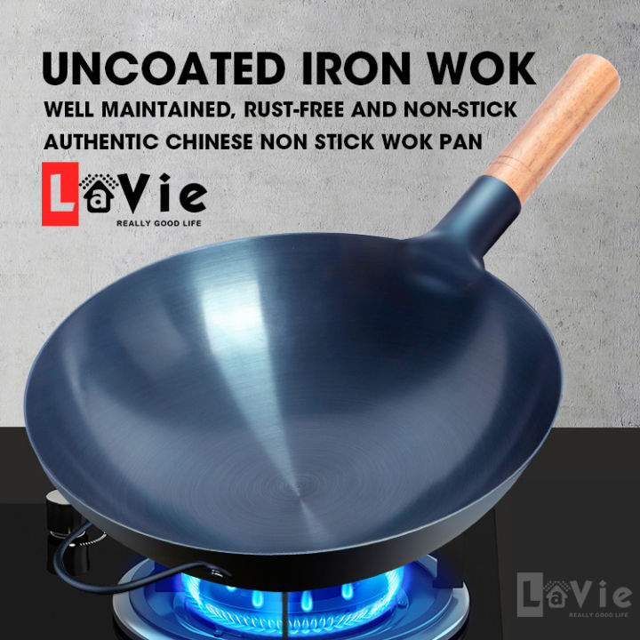 LaVie Authentic Chinese Non stick Wok Pan (Heavy Duty) Carbon Steel Pan Nonstick Ninong Ry Cast ...
