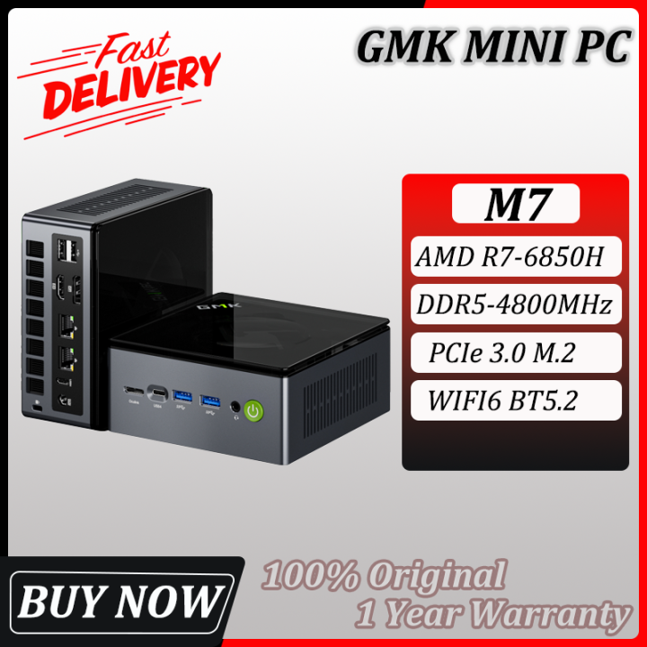 GMK M7 MINI PC AMD R7-6850H Radeon 680M DDR5 M.2 2280 SSD Windows 11 Pro WIFI6 BT5.2 Four Screen ...
