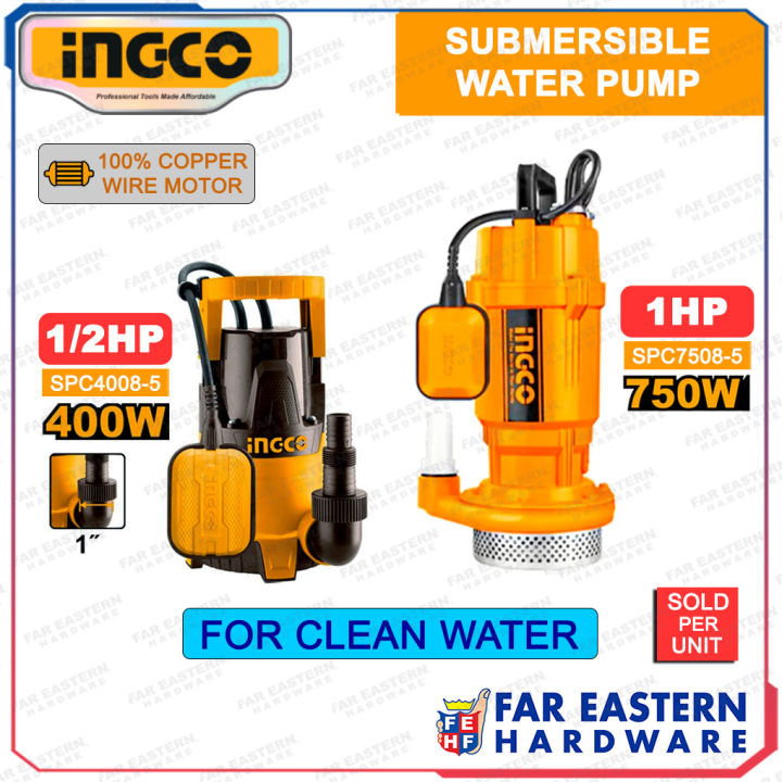 INGCO Submersible Pump for Clean Water 1/2HP SPC4008-5 | 1HP SPC7508-5 ...