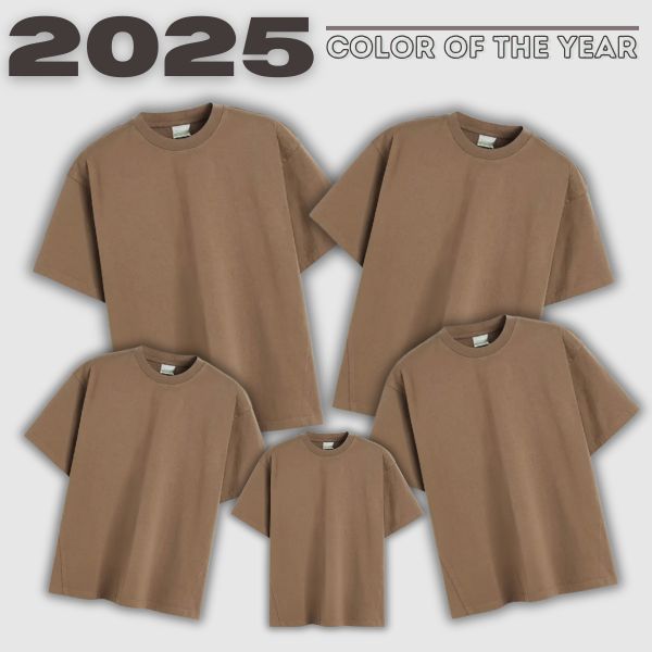 Mocha Mousse 2025 Cotton Spandex T-shirt Men Women Casual Family Unisex ...