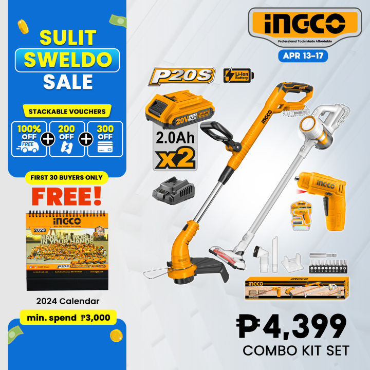 INGCO Cordless Grass Cutter Trimmer Lithium-Ion Grass Trimming Tool ...