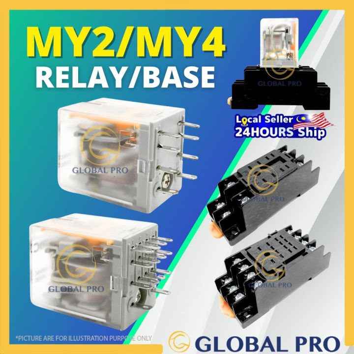 MY2 MY4 Relay Socket Relay Base Electronic Component Coil Voltage 8 Pin 14 Pin AC220/110/24V ...