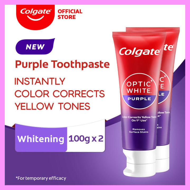 Colgate Optic White Whitening Toothpaste Purple, Color-Corrects Yellow ...