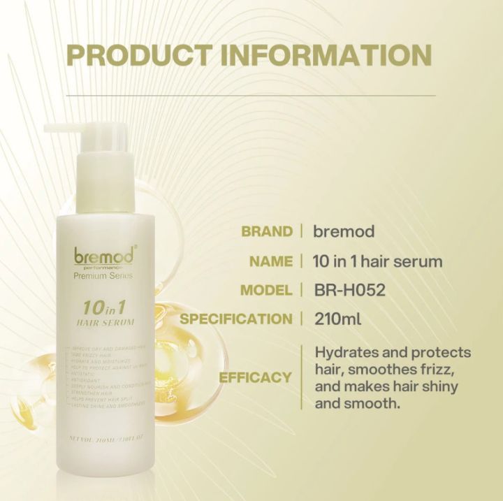 Bremod Premium Hair Serum 10 in 1 Improve Frizzy Repair Damaged Hair ...