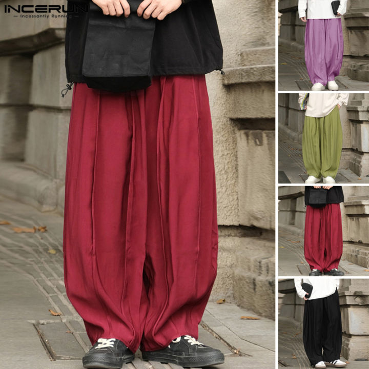 ChArmkpR Store INCERUN Men Baggy Joggers Plain Sport Street Pleated ...
