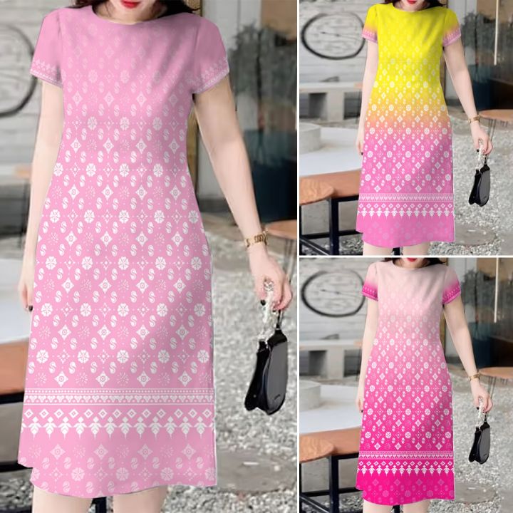 Dresses Women New Style 2025 Retro Asian Ethnic Print Women's Dress ...