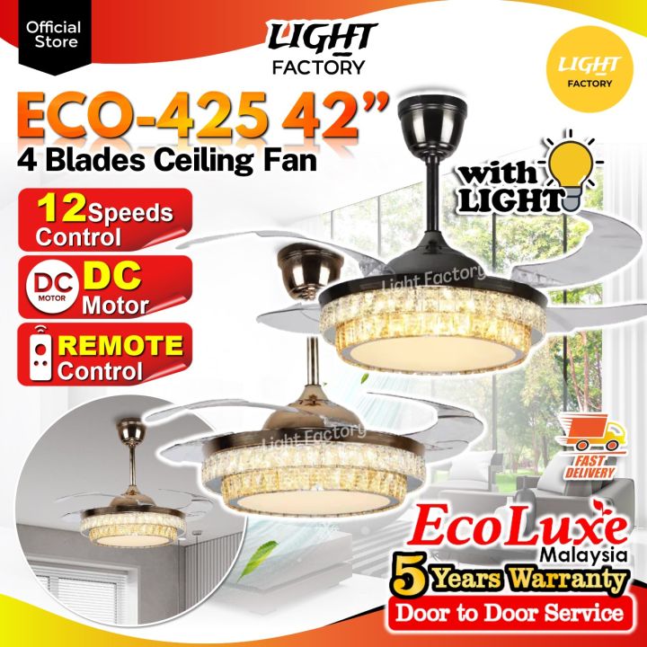 ECOLUXE Premium Crystal Chandelier Ceiling Fan ECO-425 42" 3 Colour LED ...