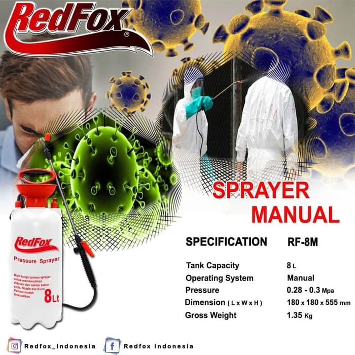 REDFOX 16 liter DAN 8 LITER Alat Semprot Disinfektan Tangki sprayer ...