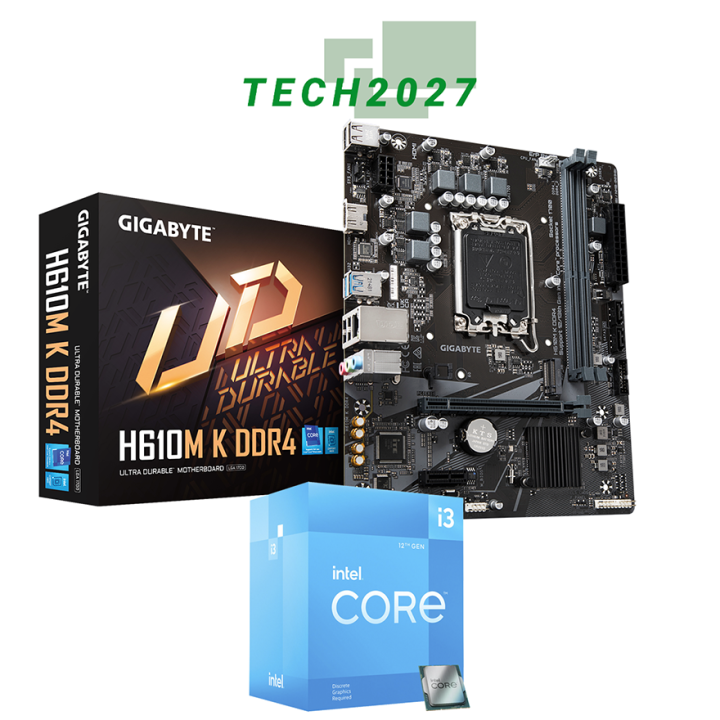 Intel Core i3-12100F 3.3 GHz Processor with Gigabyte H610M-K DDR4 MATX ...