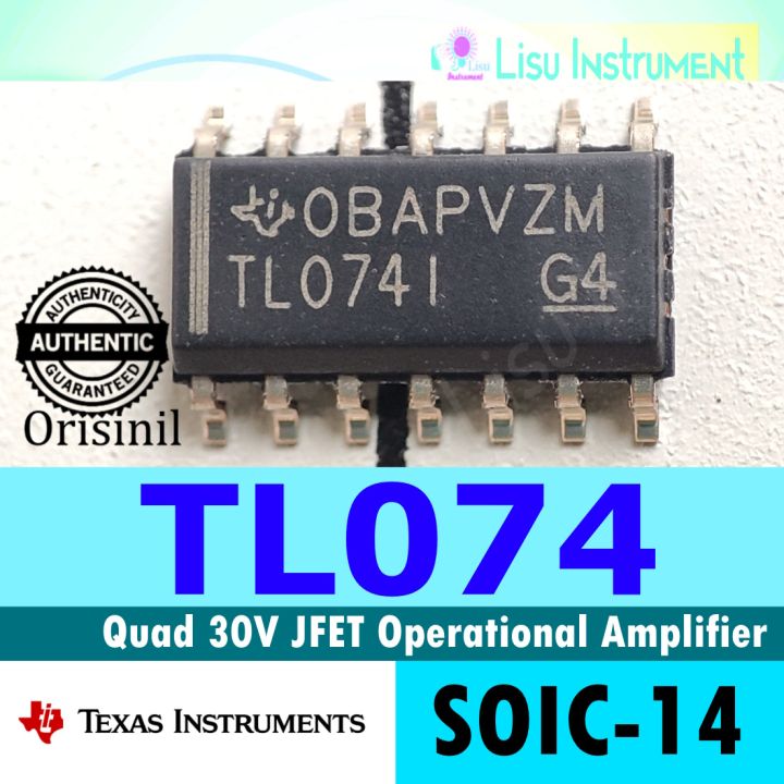 TL074IDR TL074I Low-Noise Quad 30V 3-MHz JFET Operational Amplifier SOIC-14 ORIGINAL Texas ...