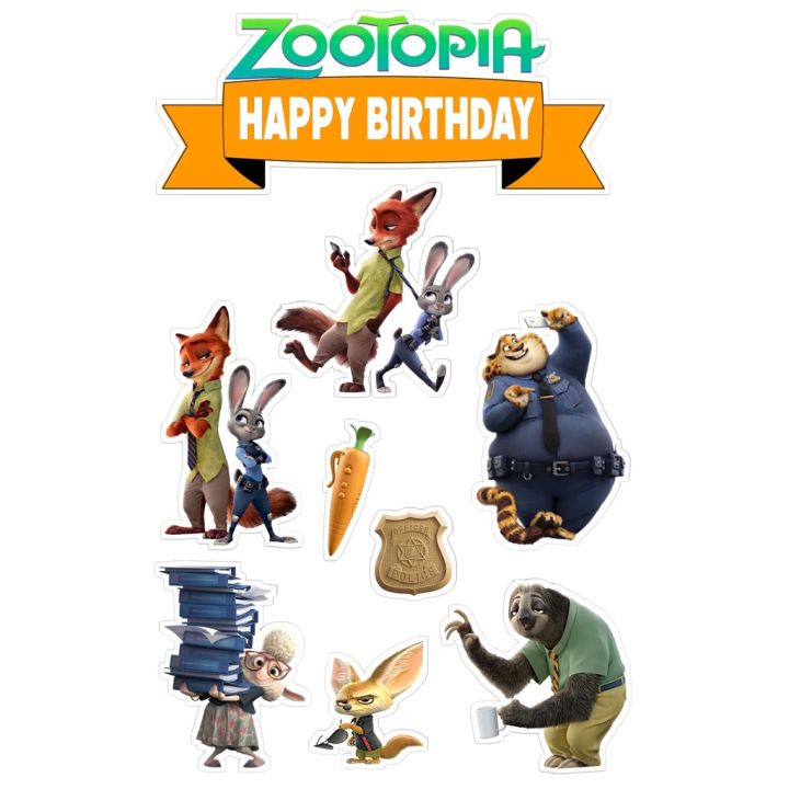 JUMBO TOPPER CAKE TOPPER ULANG TAHUN TOPPER ULTAH / HIASAN KUE ZOOTOPIA ...
